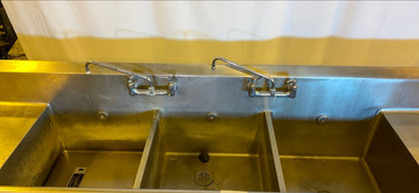 10'X27"X45" 3 Basin Stainless Steel Lab / Cafeteria Sink 2 Faucets ...