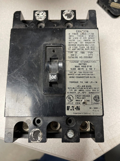 Eaton 3 Pole 100 Amp 240V Cc3100X Circuit Breaker - Industrial Lynx