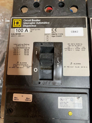 Square D 100A Breakers Catalog Kal36100 - Industrial Lynx