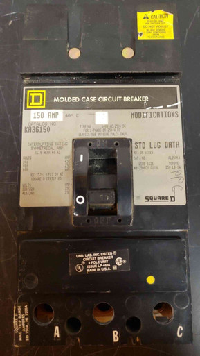 Square D 150 Amp Breaker Ka36150 I-Line - Industrial Lynx