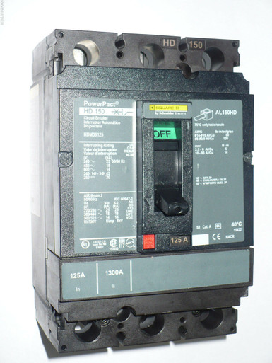 Square D Hdm36125 Powerpact Hd 150 Circuit Breaker, 3 Pole, 125 Amp ...
