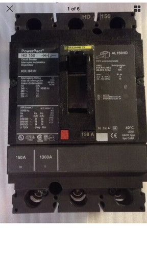Hdl36150 Square D 150 Amp 600 Volt Powerpact Feed Thru Circuit Breaker ...