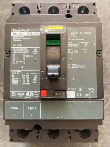 Square D 100 Amp Hgl36100 Circuit Breaker - Industrial Lynx