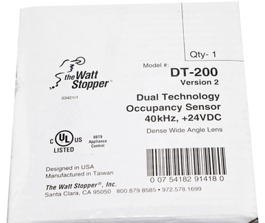 Wattstopper Dt-200 Dual Version 2 Techoccupancy Sensor24Vdc, Corner ...
