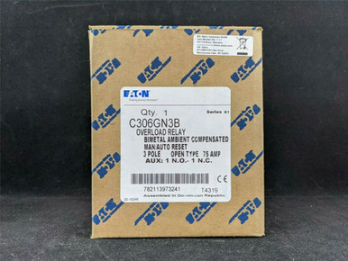 Cutler Hammer C306Gn3B 600 Vac, Replaces C306Gn3, W/Load Lugs, Thermal ...