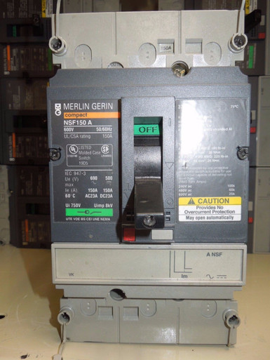 Merlin Gerin Compact Nsf150A 150A 600V W/ Adapter W/ Bus Fingers & 2 ...