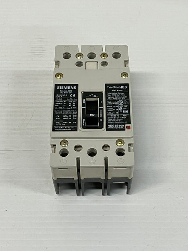 Siemens Heg3B100 Circuit Breaker 100A 480V 3 Pole - Corner Cracked ...