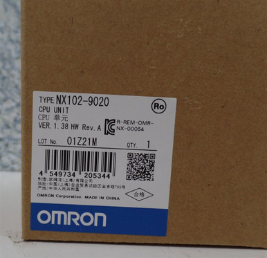 Omron Nx102-9020 Cpu Unit Ver 1.38 Hw Rev. A - Industrial Lynx