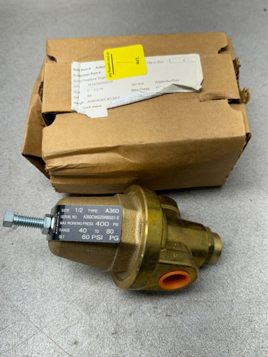 Cash Valve 1/2" Type A360 Regulator Set 60 Psi. Range 40-80 ...