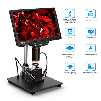 Tomlov 10" Digital Microscope 1500X Diamond Magnifier Jewelry ...