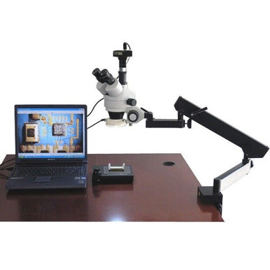 Amscope 3.5X45X Articulating Zoom Microscope + 1.3Mp Camera W ...