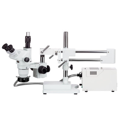 Amscope 2X225X Advanced Boom Trinocular Stereo Microscope + Fiber Optic ...