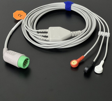 Physio Control Lifepak 12 Ecg Cable 3 Lead Snap - Industrial Lynx