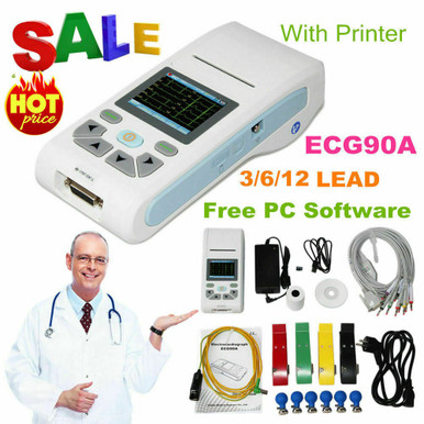 Ecg90A Digital 12-Lead 1 Channel Ecg Ekg Machine Electrocardiograph ...
