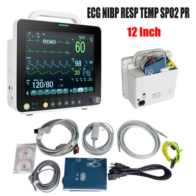 Medical 12" Icu Vital Signs Monitor Patient Monitor Spo2,,Ecg,Resp,Temp ...