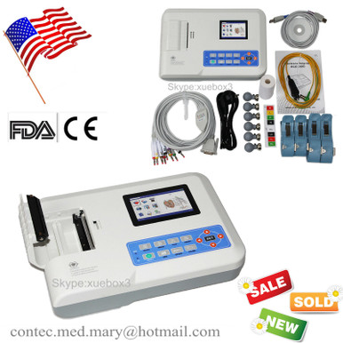 3 Channel 12 Leads Ekg Machine +Software Electrocardiograph Ecg300G Ekg ...