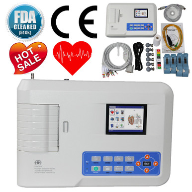 Ecg300G Portable Ecg/Ekg Machine Digital 3 Channels 12 Lead ...