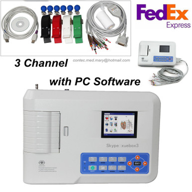 Electrocardiograph 3 Channel 12 Lead Ecg/Ekg Machine+Pc Auto Analysis ...