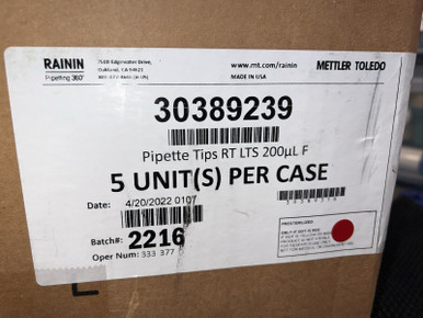 Mettler Toledo Rainin Pipette Tips Rt Lts 200L F 30389239 5 Units/Case ...