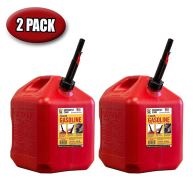 Midwest Can 5610 5 Gallon Red Gasoline Can Portable Fuel Container Jug ...