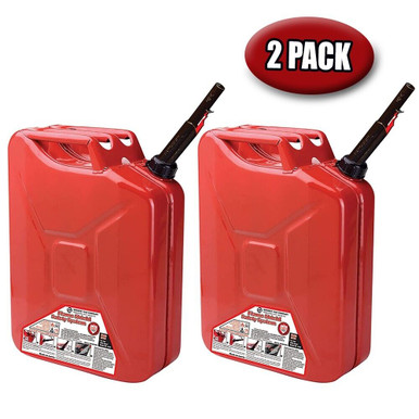 Midwest Can 5810 5 Gallon 5 Gal Metal Jerry Red Gas Can W/ Spout - 2 ...