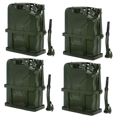 4X Jerry Can Tank W/ Holder Steel Army Backup Military Green 5Gallon ...