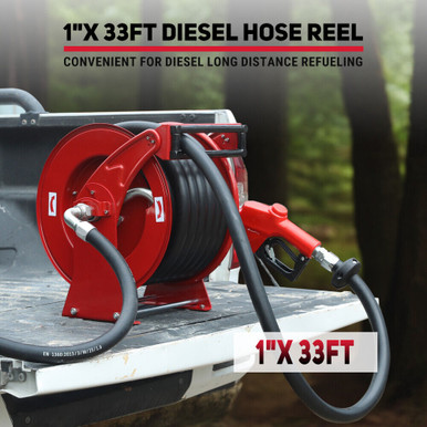 Fuel Hose Reel Retractable 1" X 33' Premium Commercial Explosion-Proof ...