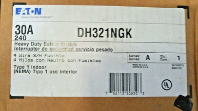 Eaton Dh321Ngk Safety Switch, 30A, 3P, 240V, Type Hd, Fusible, Nema 1 ...