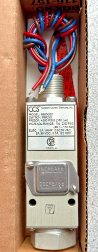 Ccs Custom Control Sensors 6900G22 Pressure Switch 700-2200 Psi 125/250 ...