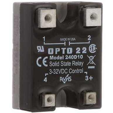 Opto 22 240D10 Solid State Relay, 32 Vdc, Spst-No, 10A/240V, Dc ...