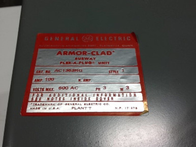 Ac1363Rg Ge Bus Plug 100 Amp Interchange W Ac363R - Industrial Lynx