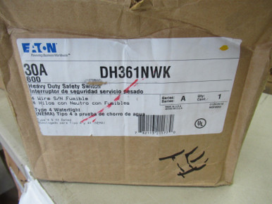 Eaton Dh361Nwk Disconnect (Ns) 30 Amp 600 Volt 3P4W Fusible Stainless ...