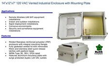 14X12X7 Vented Nema Wifi Enclosure Cabinet Box W/ Ac 120 Vac Panel ...