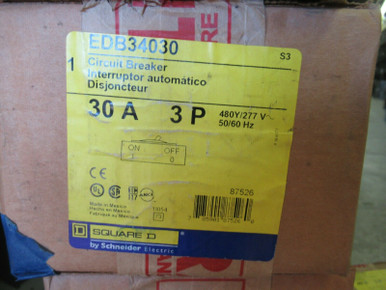 Square D Edb34030, 30 Amp, 480 Volt, 3 Pole, Circuit Breaker ...