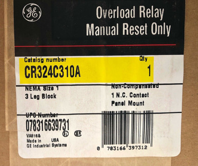 General Electric Cr324C310A Thermal Overload Relay - Industrial Lynx