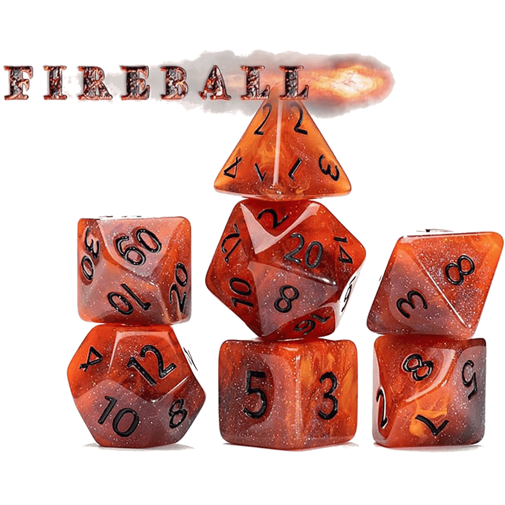 Aether Dice: Fireball (7ct) - Game Nerdz