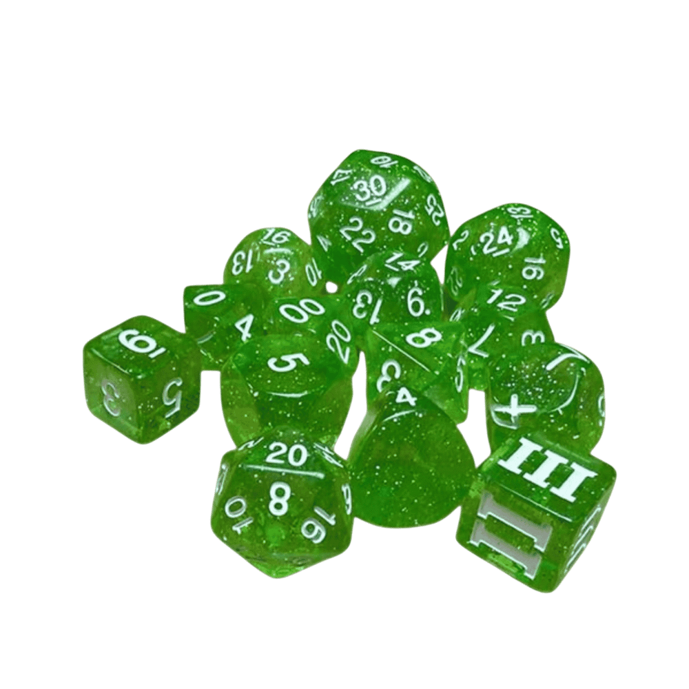 Dungeon Crawl Classics RPG: Greenstone Shards Dice (14ct) - Game Nerdz