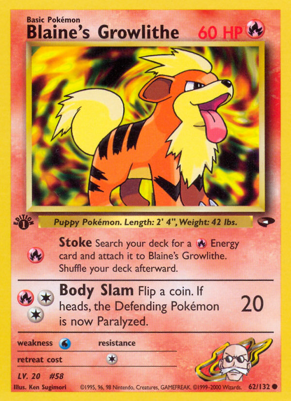 Blaine's Growlithe 62/132 - Gym Challenge Unlimited - Game Nerdz