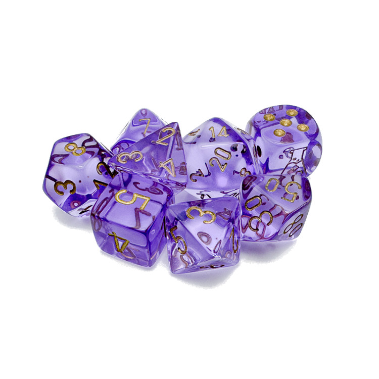 Chessex Dice: Lab Dice - Translucent Polyhedral Lavender/Gold (Series 7 ...