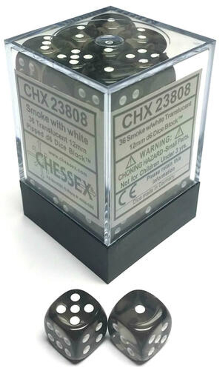 Chessex Dice Translucent 12mm D6 Smokewhite 36 Game Nerdz