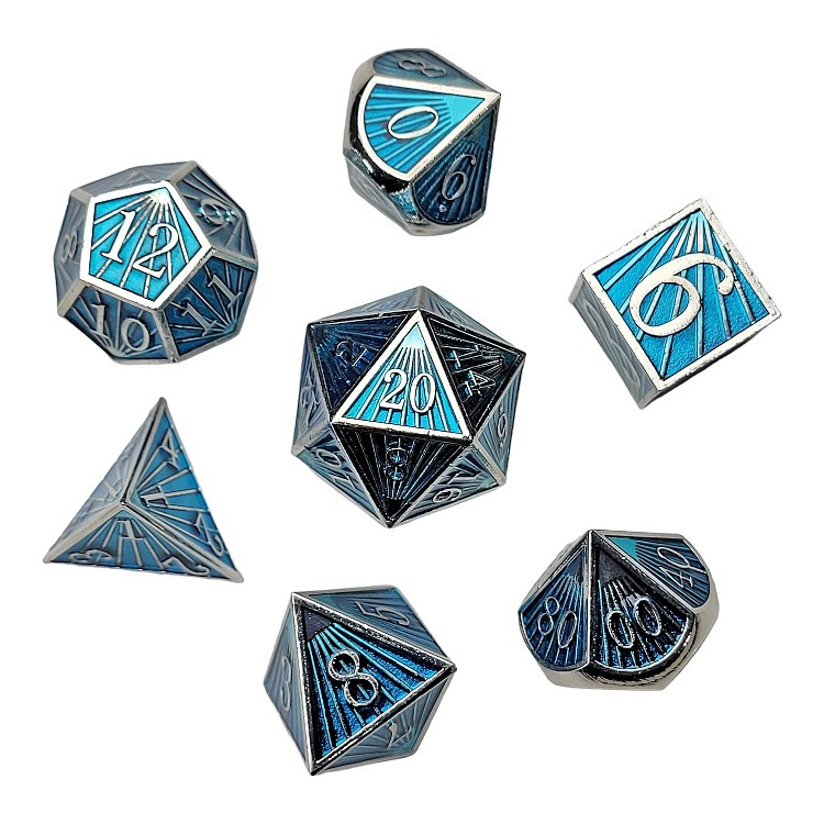 Forged Gaming: Deco Ice - Polyhedral Metal RPG Dice Set (7ct) - Game Nerdz