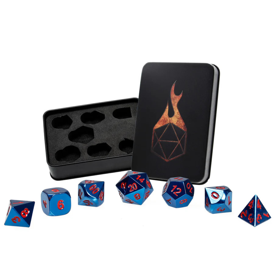 Forged Gaming: Indigo Gallantry Set of 7 Metal Dice - Game Nerdz
