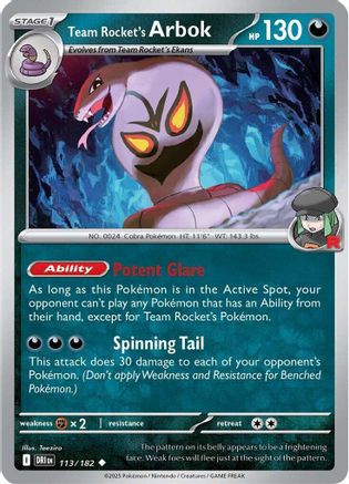 Team Rocket's Arbok 113 - SV10 Destined Rivals - Game Nerdz