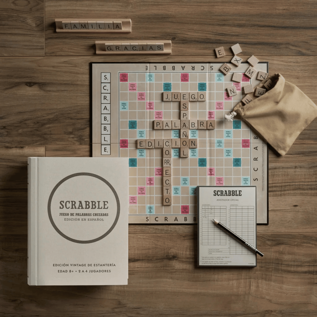 Scrabble: Vintage Bookshelf Edition (Spanish Language) - Game Nerdz