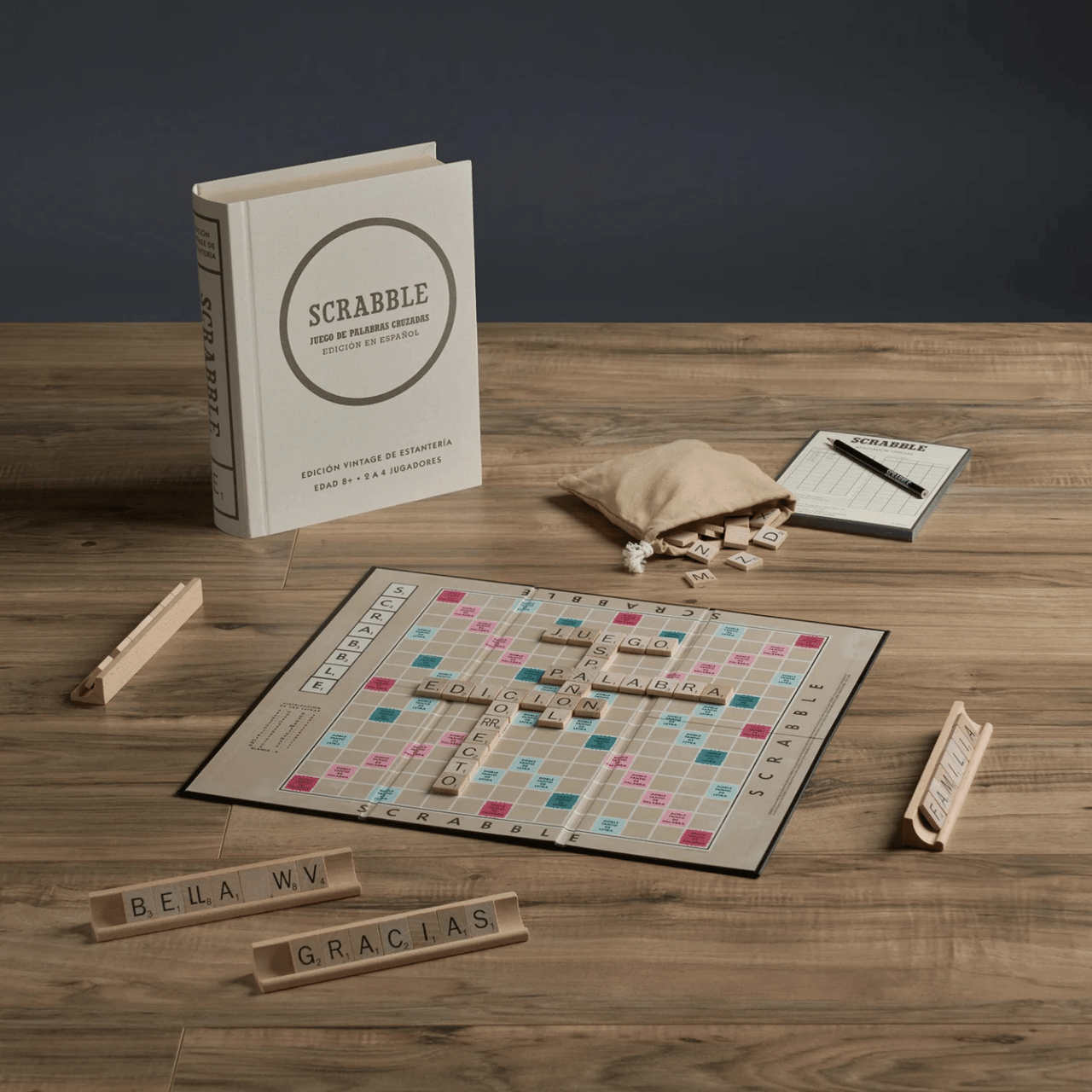 Scrabble: Vintage Bookshelf Edition (Spanish Language) - Game Nerdz