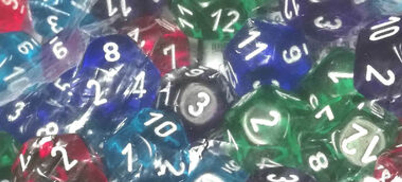 Chessex Dice Translucent Polyhedral D12 Assorted Limited Edition Bag Of Dice 50 Game Nerdz