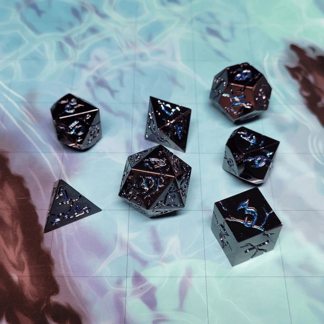Forged Gaming: Cracked Gunmetal Gloss with Blue Glitter - Polyhedral ...