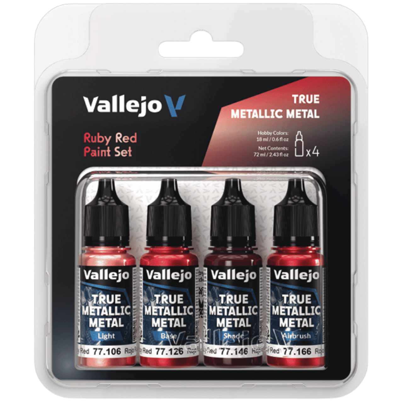 Acrylicos Vallejo: True Metallic Metal - Paint Set - Ruby Red (18ml ...