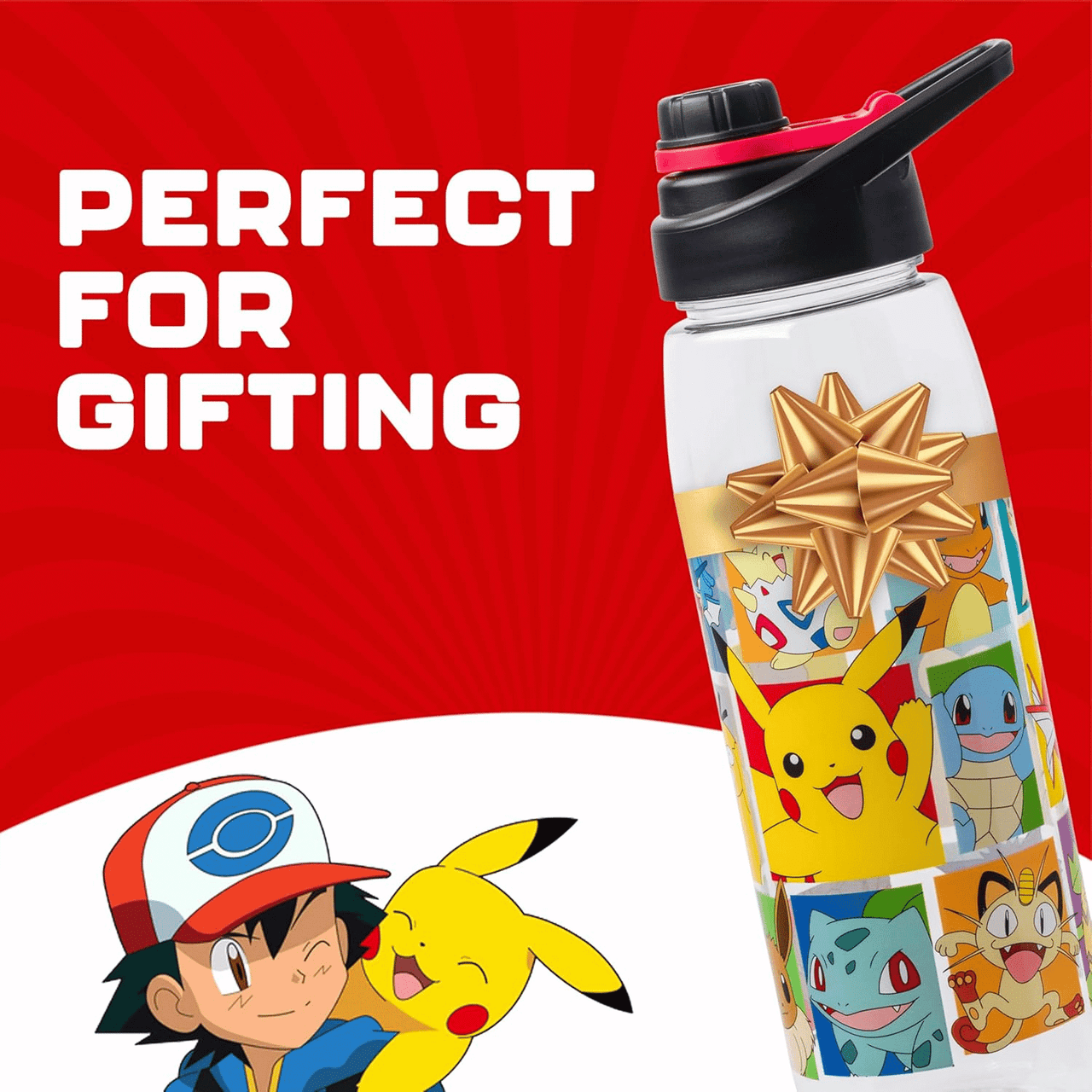 Pokemon: Various Pokemon - Water Bottle w/Screw-On Flip-Top Lid (28oz ...