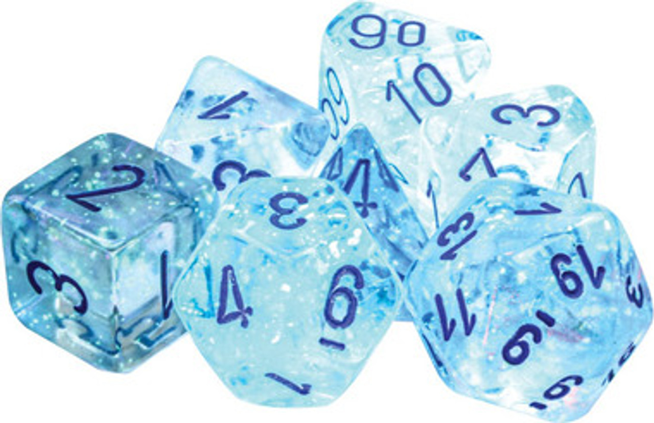 Chessex Dice Borealis Polyhedral Iciclelight Blue Luminary 7